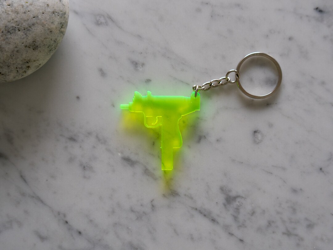 Neon Green Uzi Gun Keychain, Gun Charm, Gift for Gamer, Keys, Loot Bag ...