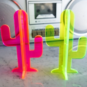 Laser Cut Neon Green Acrylic Cactus, Great Gift, Modern Sculpture, Kids ...