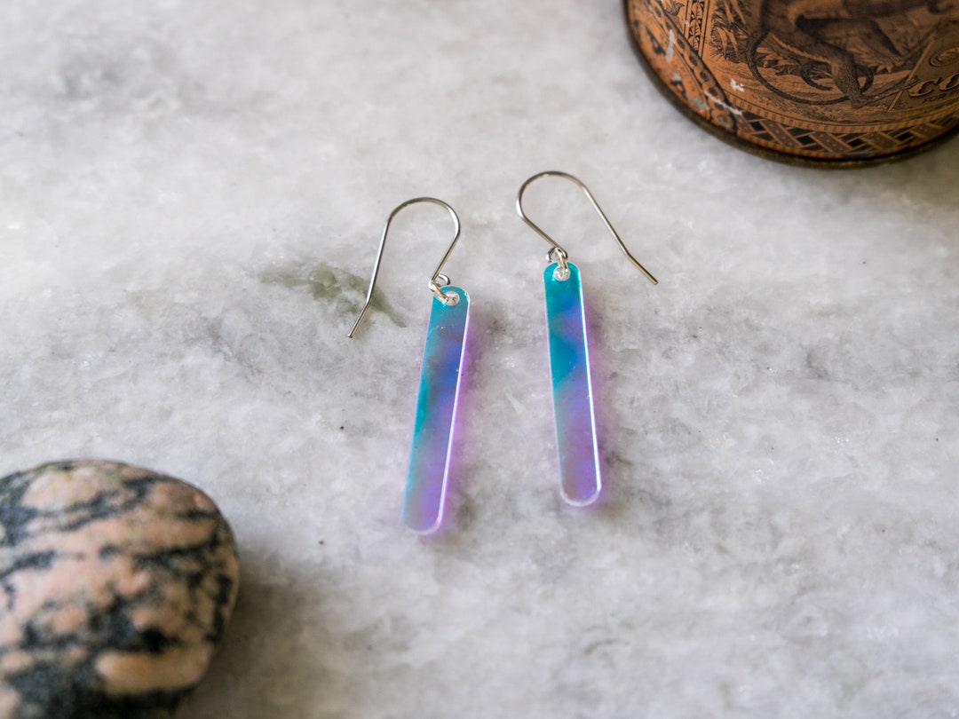 IRIDESCENT DROP EARRINGS. Modern Design, Fun, Lightweight, Bright, Kids ...