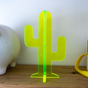 Laser Cut Neon Green Acrylic Cactus, Great Gift, Modern Sculpture, Kids ...