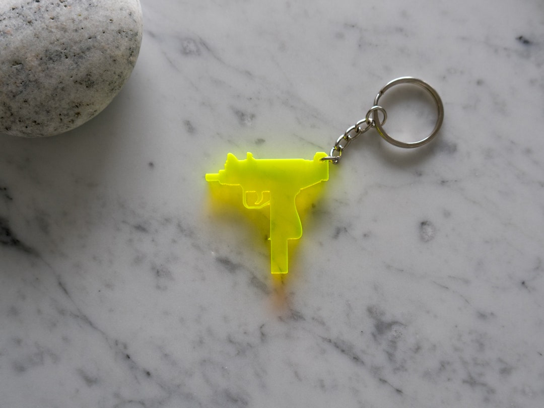 Neon Yellow Uzi Keychain Gun Charm Gift for Gamer Keys - Etsy