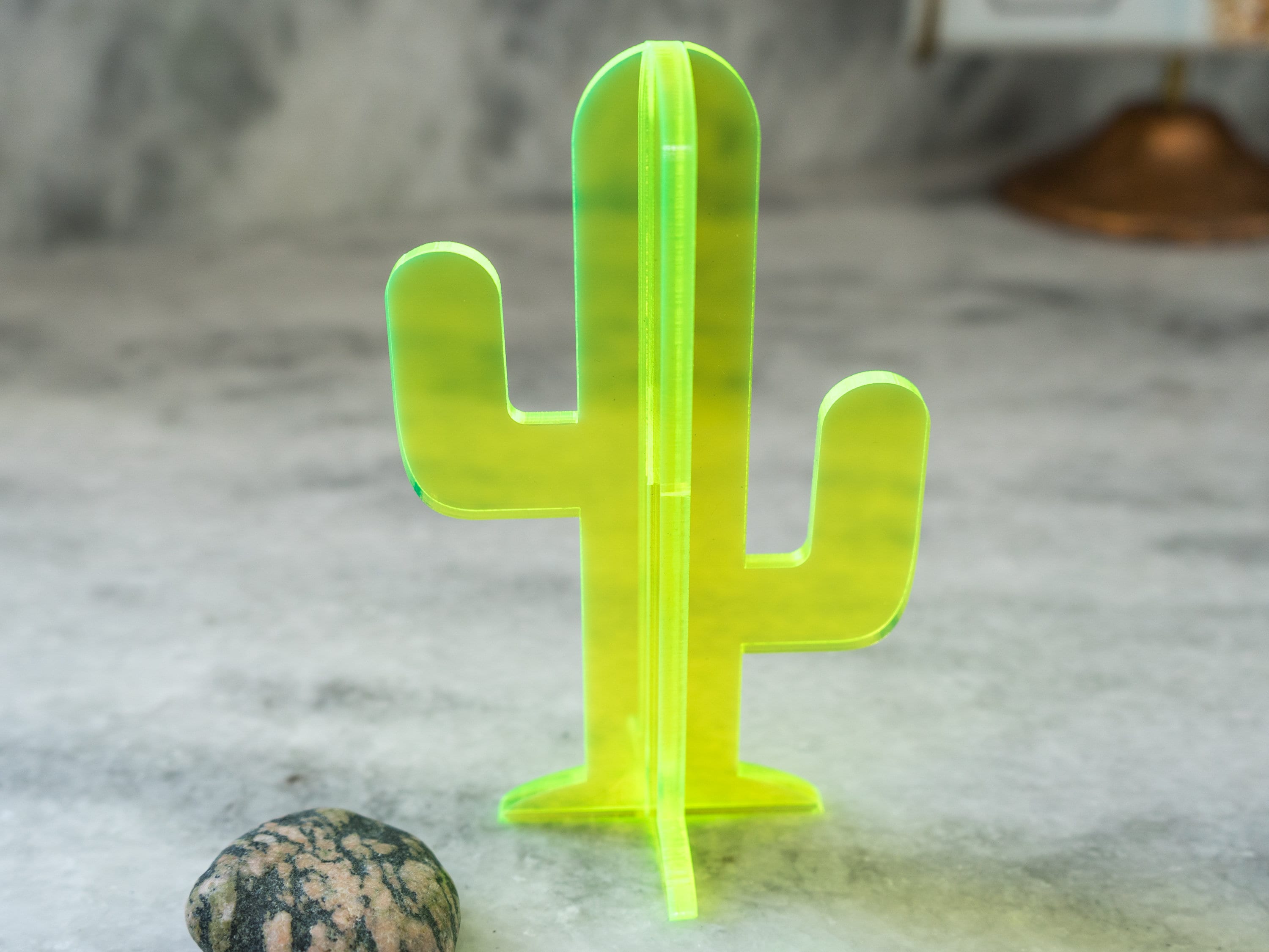 Laser Cut Neon Green Acrylic Cactus, Great Gift, Modern Sculpture, Kids ...