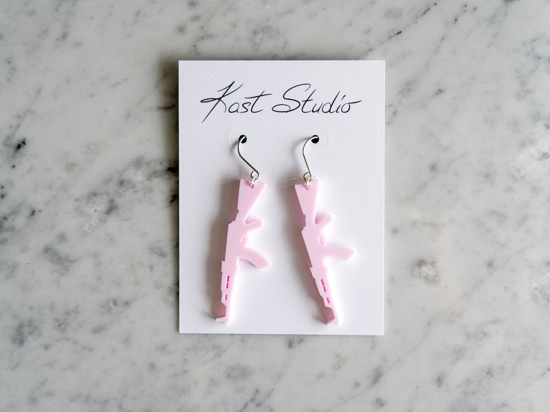 Baby Pink AK47 Earrings Laser Cut Acrylic Active Wear Gamer - Etsy