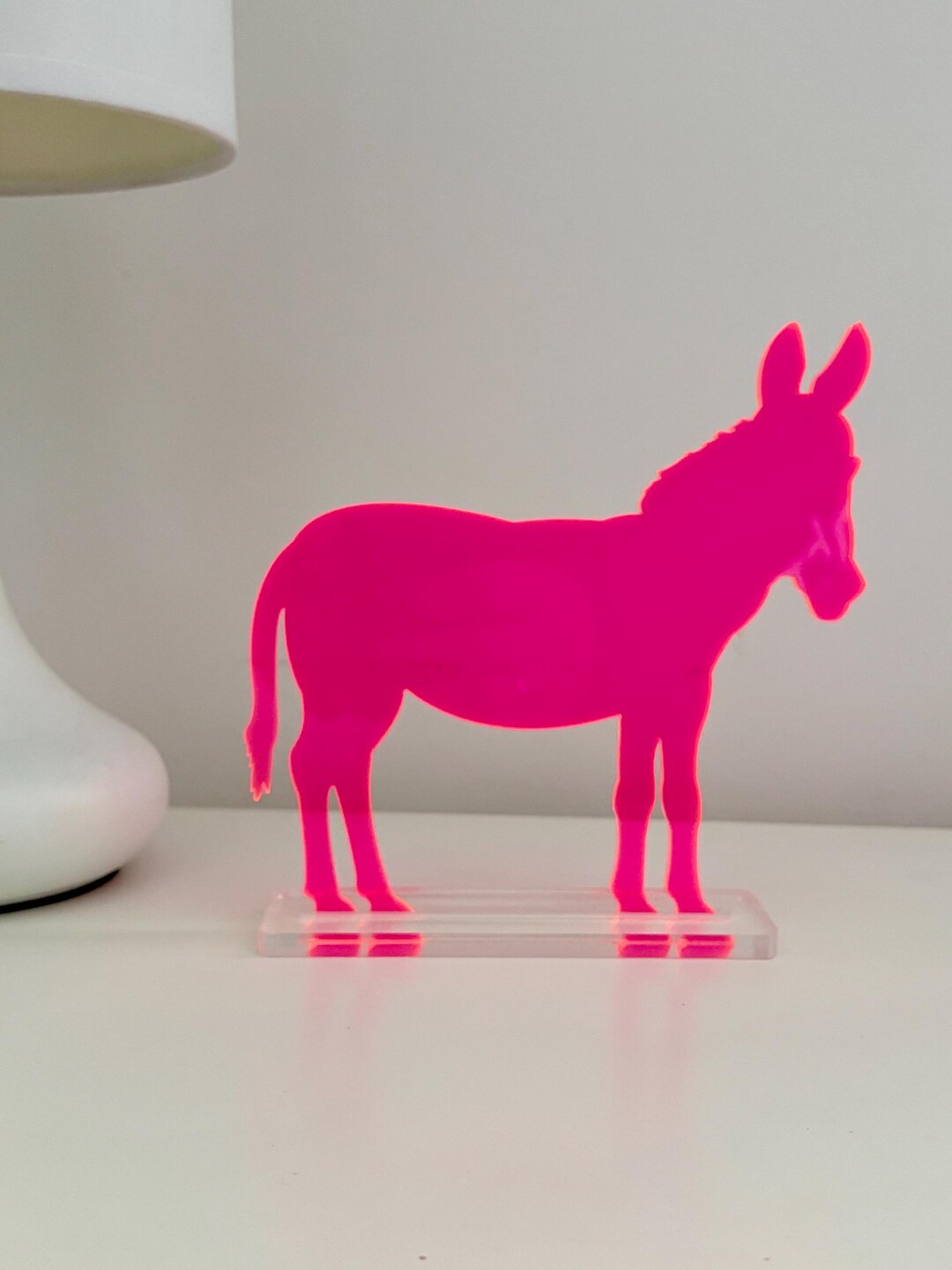 Laser Cut Neon Pink Acrylic Donkey, Great Gift, Modern Sculpture, Kids ...