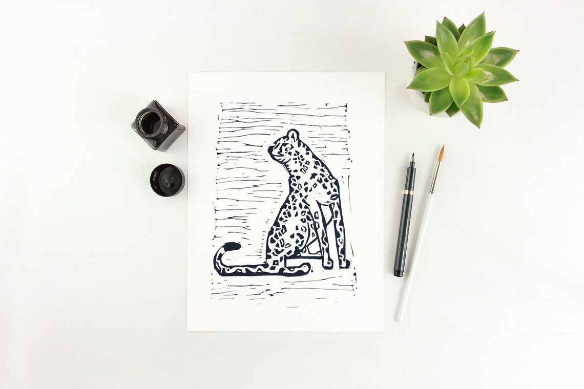 Leopard Lino Handmade Card - Etsy
