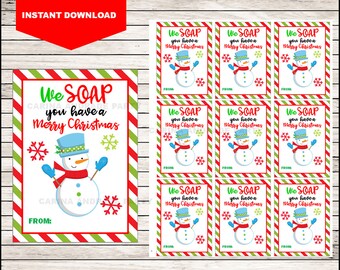 Printable Hand Soap Gift Tags - We WASH You Merry Christmas! & We SOAP ...