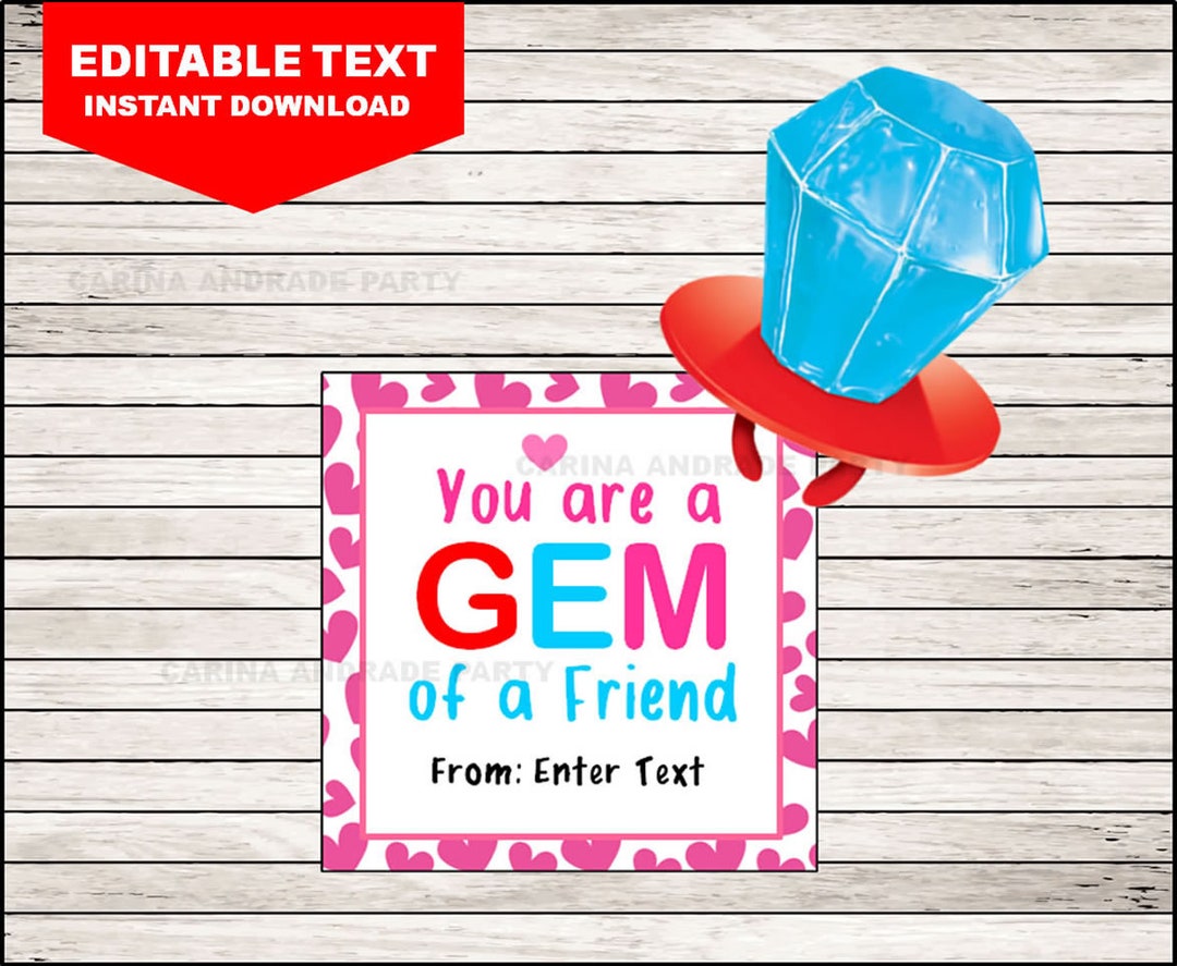 You're a Gem Valentine, Diamond Valentine, Children's Valentine ...