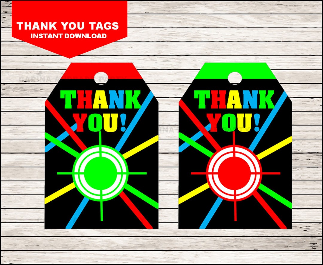 Laser Thank You Tags Instant Download, Laser Tags, Laser Party Thank ...