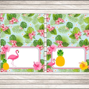 Flamingo Food Labels Instant Download, Pineapple Tent Cards , Pink ...