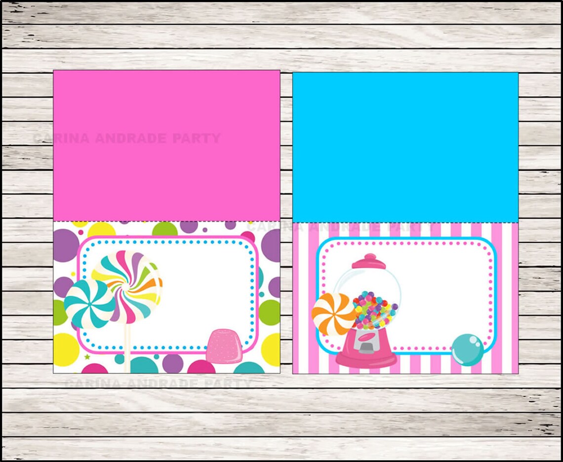 Candy Food Labels Instant Download, Sweets Birthday Tent Cards ...