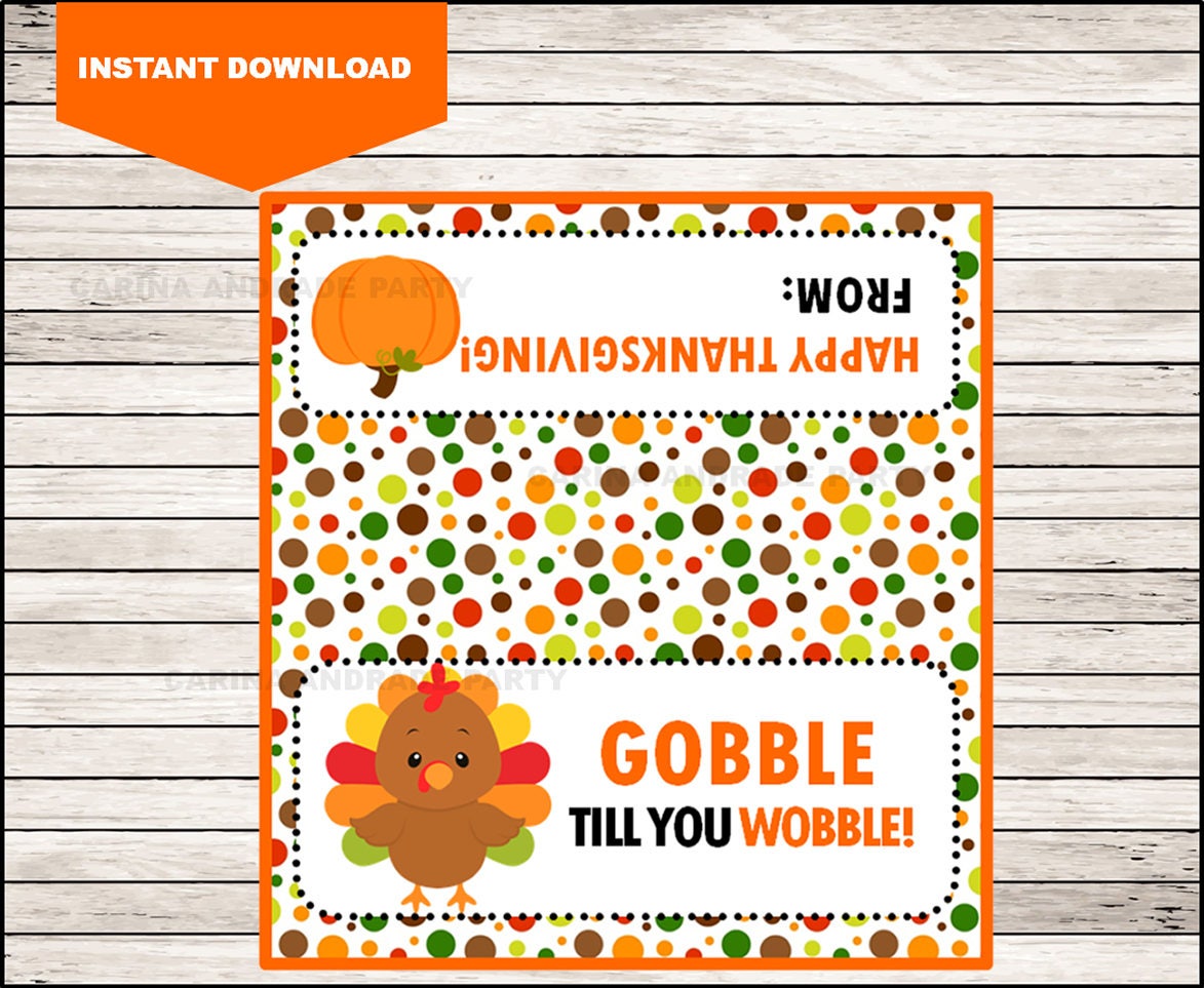Gobble 'Til You Wobble Bag Toppers Thanksgiving Bag | Etsy