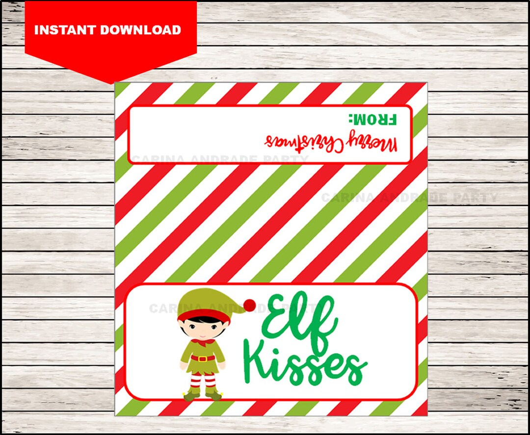 Elf Kisses Treat Bag Topper Elf Kisses Treat Bag Toppers Christmas ...