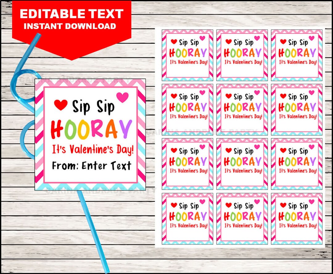 Crazy Straw Valentine, Printable Valentine, Non Candy Valentine, School ...