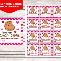 INSTANT DOWNLOAD One Smart Cookie Valentine's Cards, Cookie Valentine ...