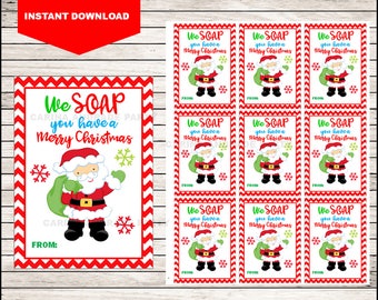 Printable Hand Soap Gift Tags - We WASH You Merry Christmas! & We SOAP ...