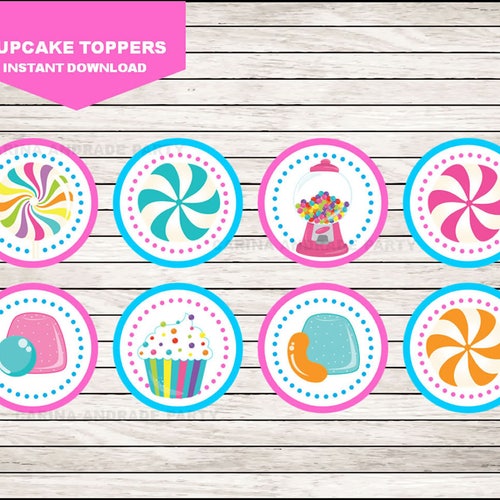 Candyland Toppers INSTANT DOWNLOAD Candy Toppers Sweets - Etsy