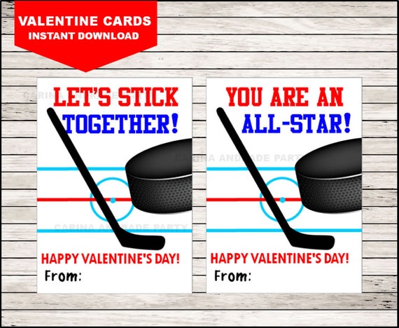 Hockey Valentines Kids Hockey Valentine Cards Sport | Etsy