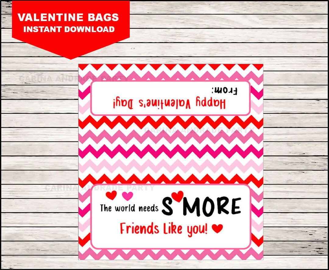 Smore Valentine, S'more Valentine, S'more Friends Valentine, Smore Bag ...