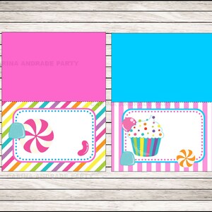 Candy Food Labels Instant Download, Sweets Birthday Tent Cards ...