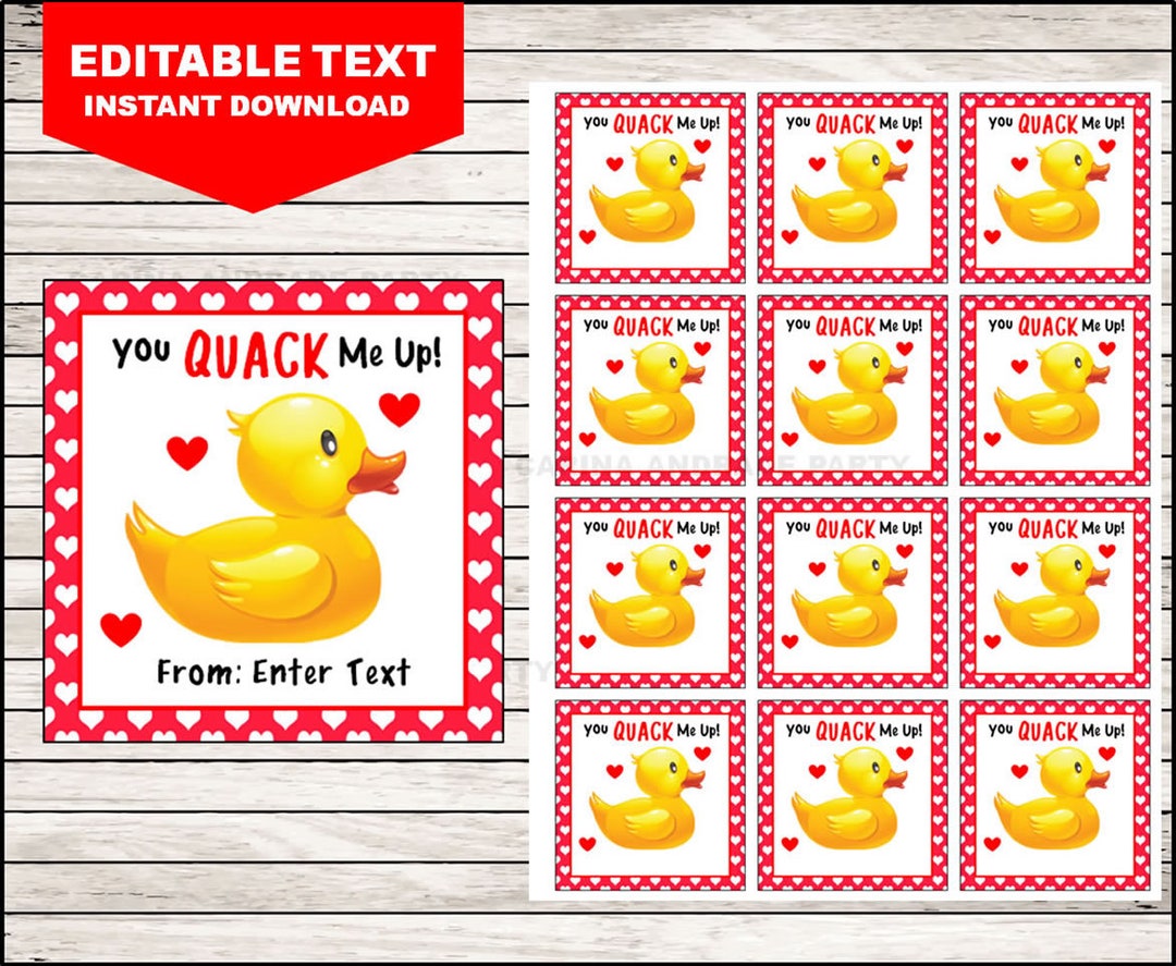 Duck Valentine's Day Cards, You Quack Me up Rubber Duckie Exchange Card ...