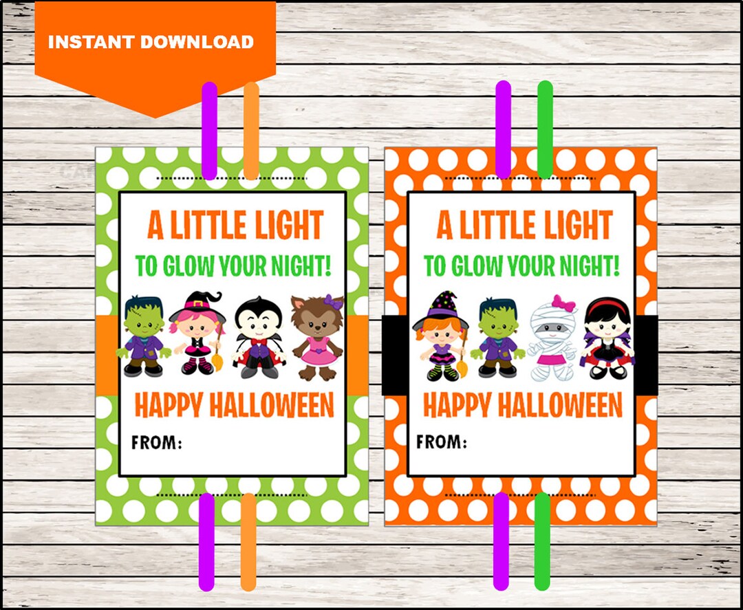 A Little Light to Glow Your Night, Monster Glow Stick Cards for ...