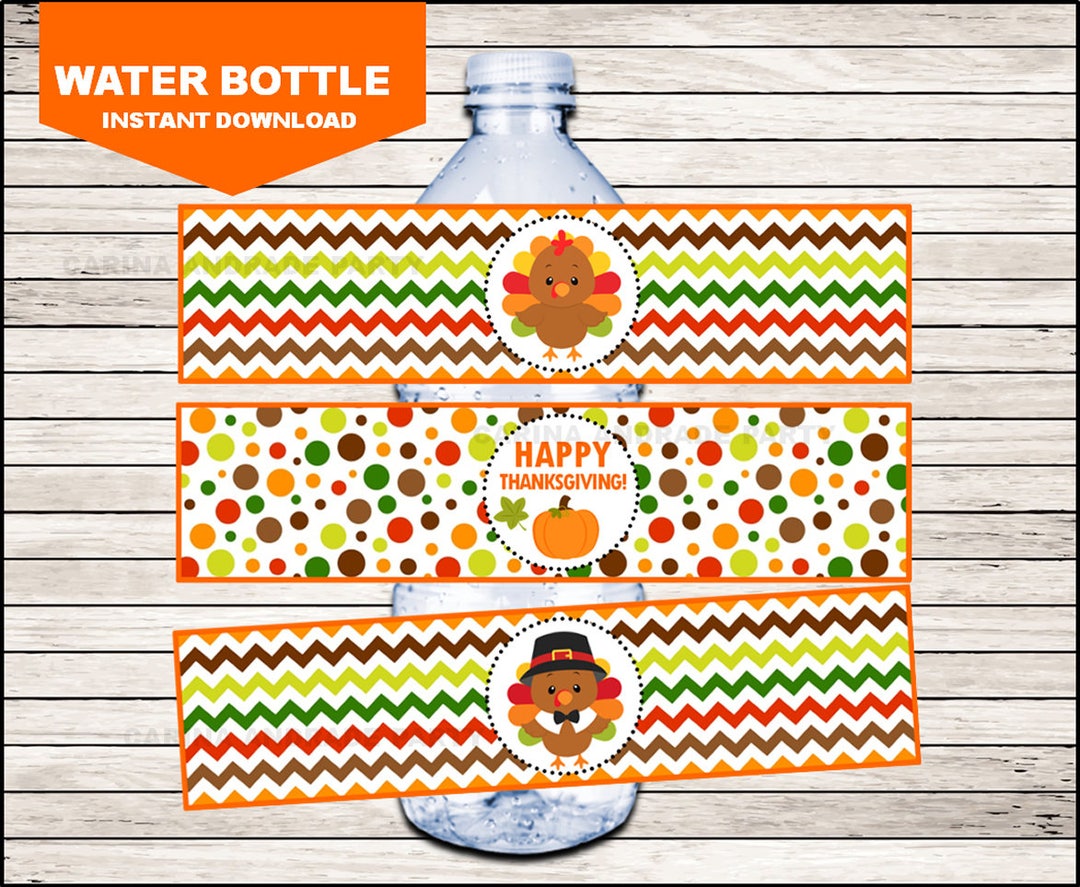 Thanksgiving Water Bottle Label Instant Download Thanksgiving - Etsy