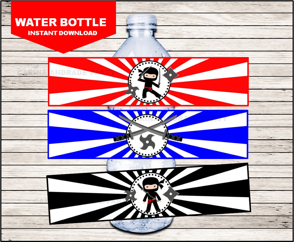 Ninja Water Bottle Label instant download Ninja Bottle | Etsy