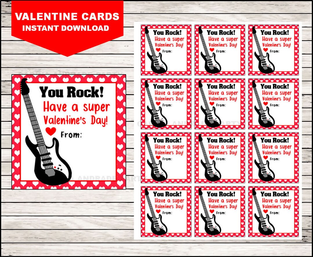 You Rock Valentine's Day Cards, Rock Guitar Exchange Card, Valentine ...