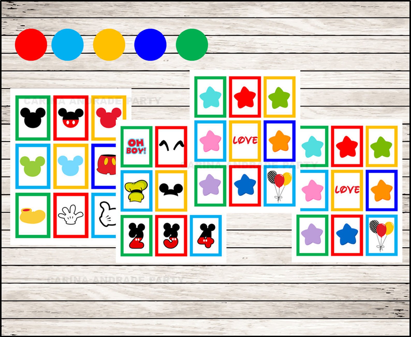 Mickey Mouse Bingo 20 cards printable Mickey Mouse Bingo | Etsy