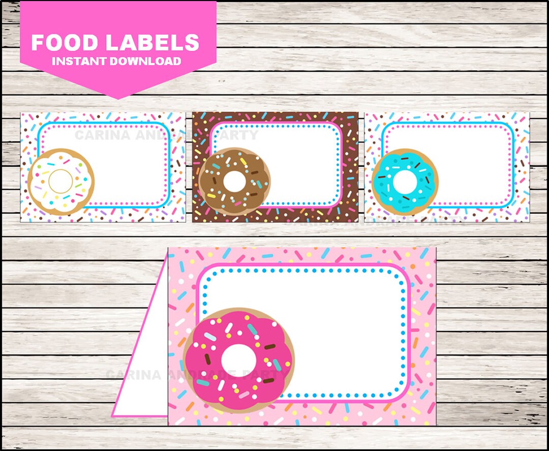Donut Food Labels Instant Download, Donut Tent Cards , Donut Party Food ...
