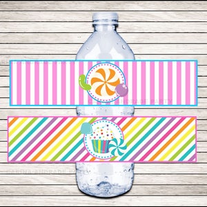 Candy Water Bottle Label Instant Download, Sweets Birthday Bottle ...