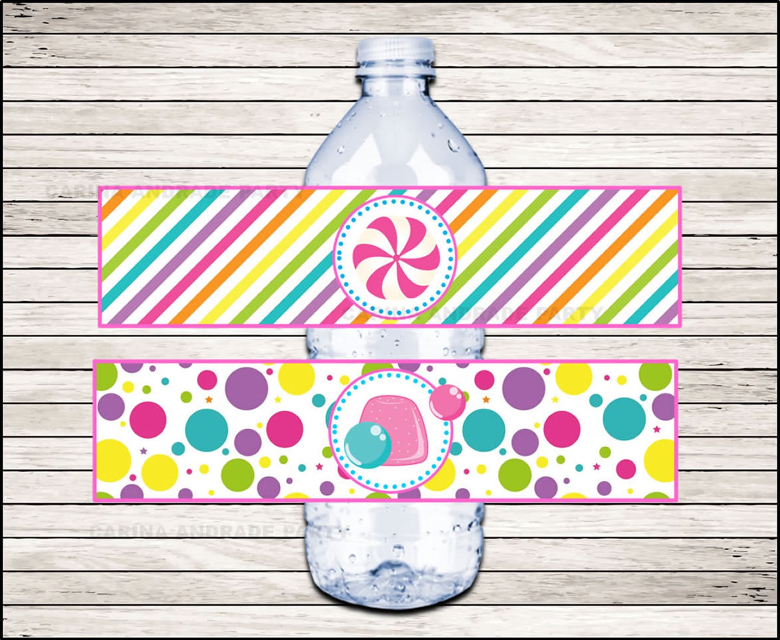 Candy Water Bottle Label Instant Download Sweets Birthday | Etsy