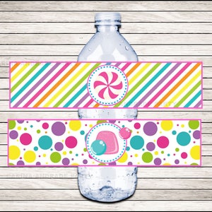 Candy Water Bottle Label Instant Download, Sweets Birthday Bottle ...