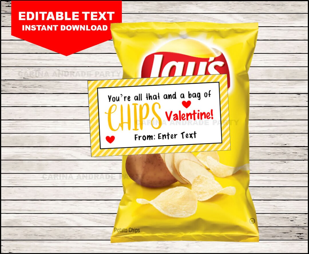 You're All That and a Bag of Chips Valentine Cards, Printable Valentine ...