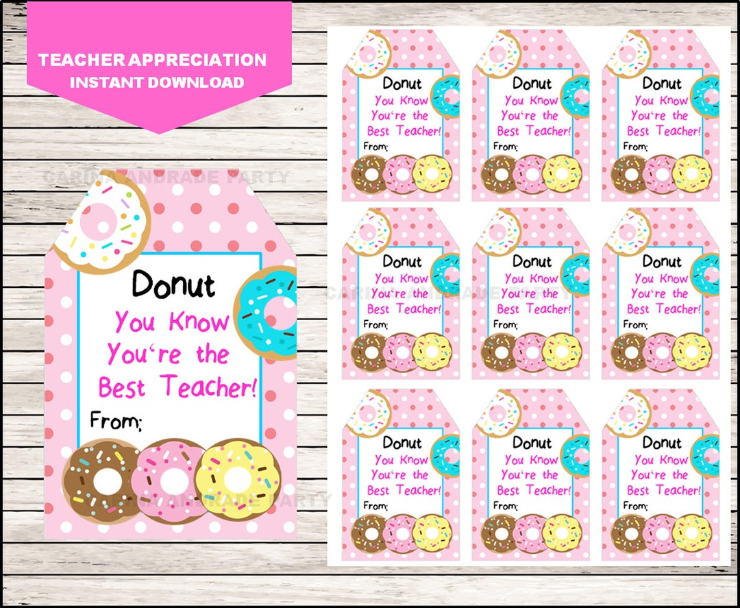 Teacher Appreciation Gift Tags Instant Download, Donut You Know You're ...