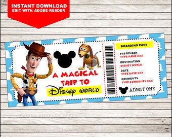 Printable Ticket to Disneyworld DIY Personalize Disneyworld - Etsy
