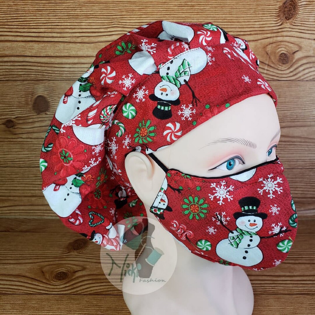Snowman Satin Lined or Non-satin Bouffant Bonnet With Matching Face ...