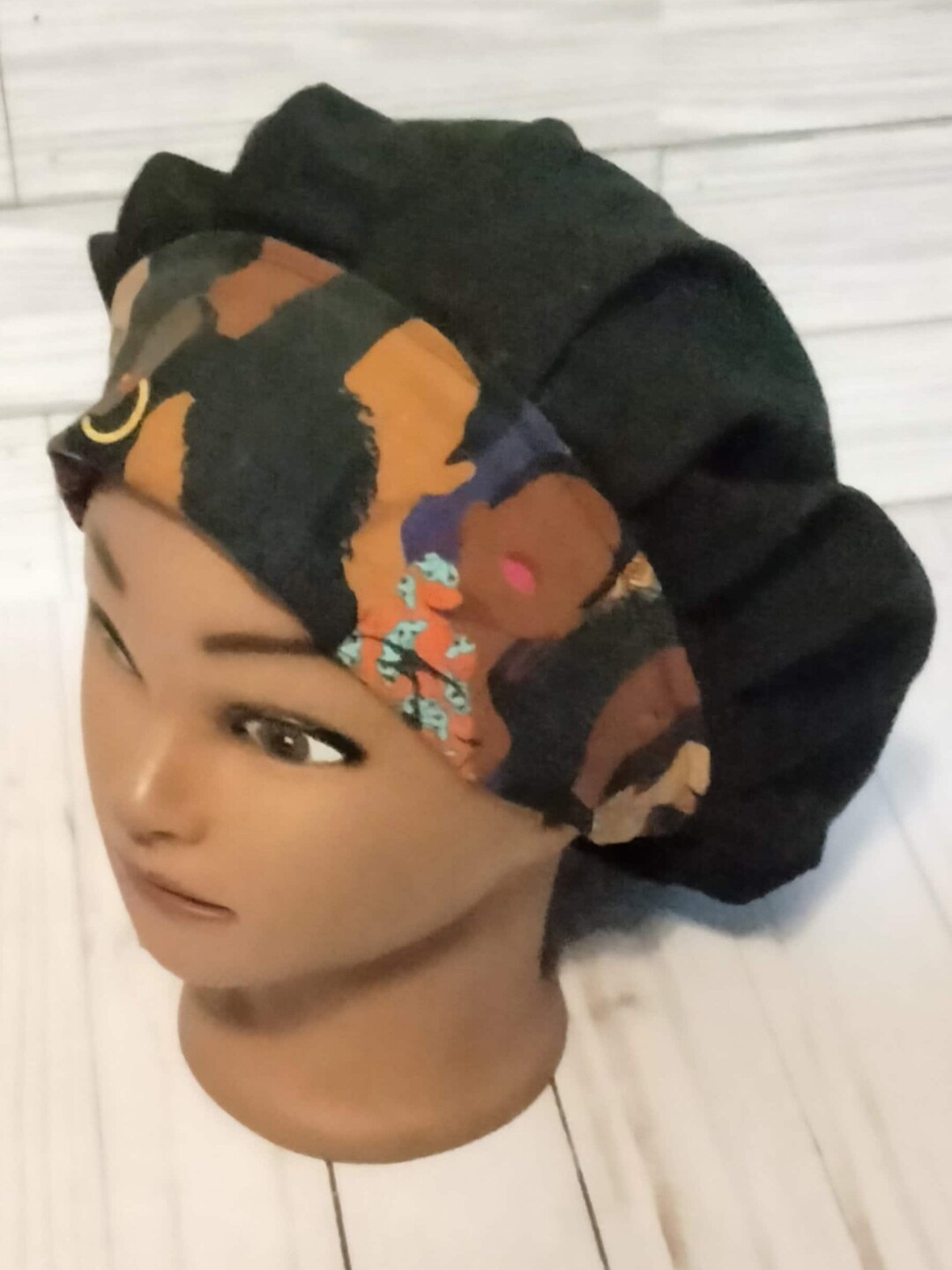 Nurses Cap Black History Brown Faces Band With Solid Black Bonnet for ...