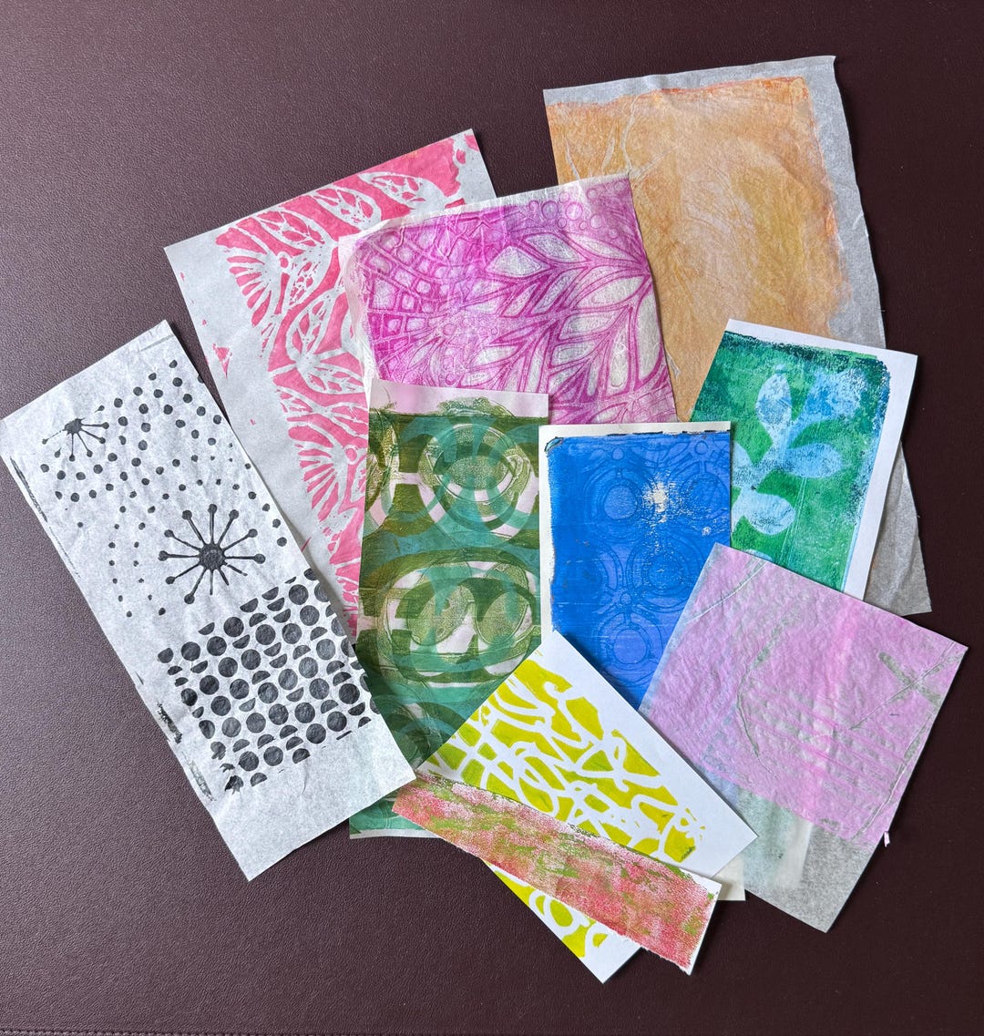 Handmade Collage Papers: Gel Printed Tissue, Rice & Copy Paper - Etsy