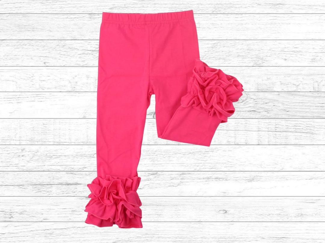 Icing Ruffle Leggings, Hot Pink Ruffle Leggings, Girls Leggings, Ruffle ...