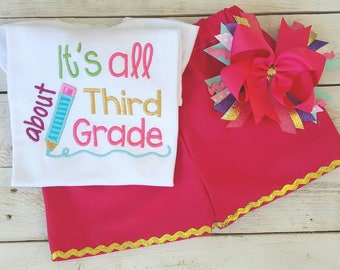 School Outfit for Girls Third Grade Shirt Boutique Clothing - Etsy
