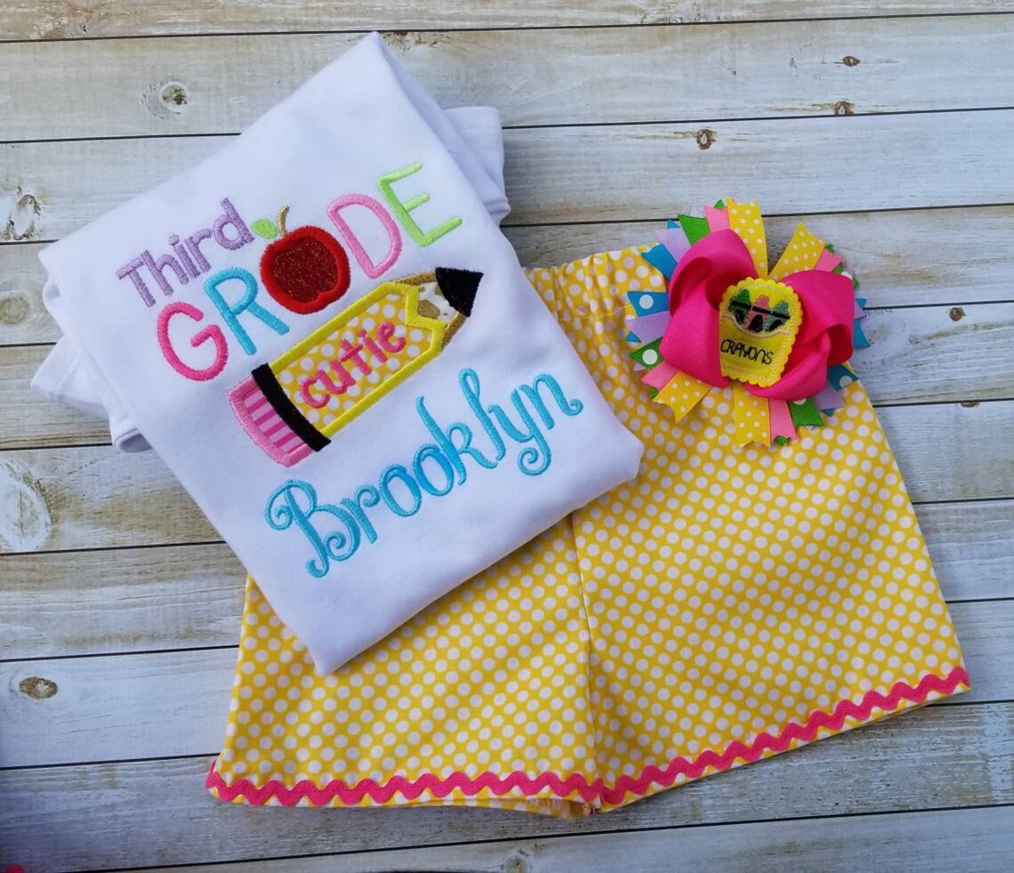 School Outfit for Girls Third Grade Shirt Boutique Clothing - Etsy