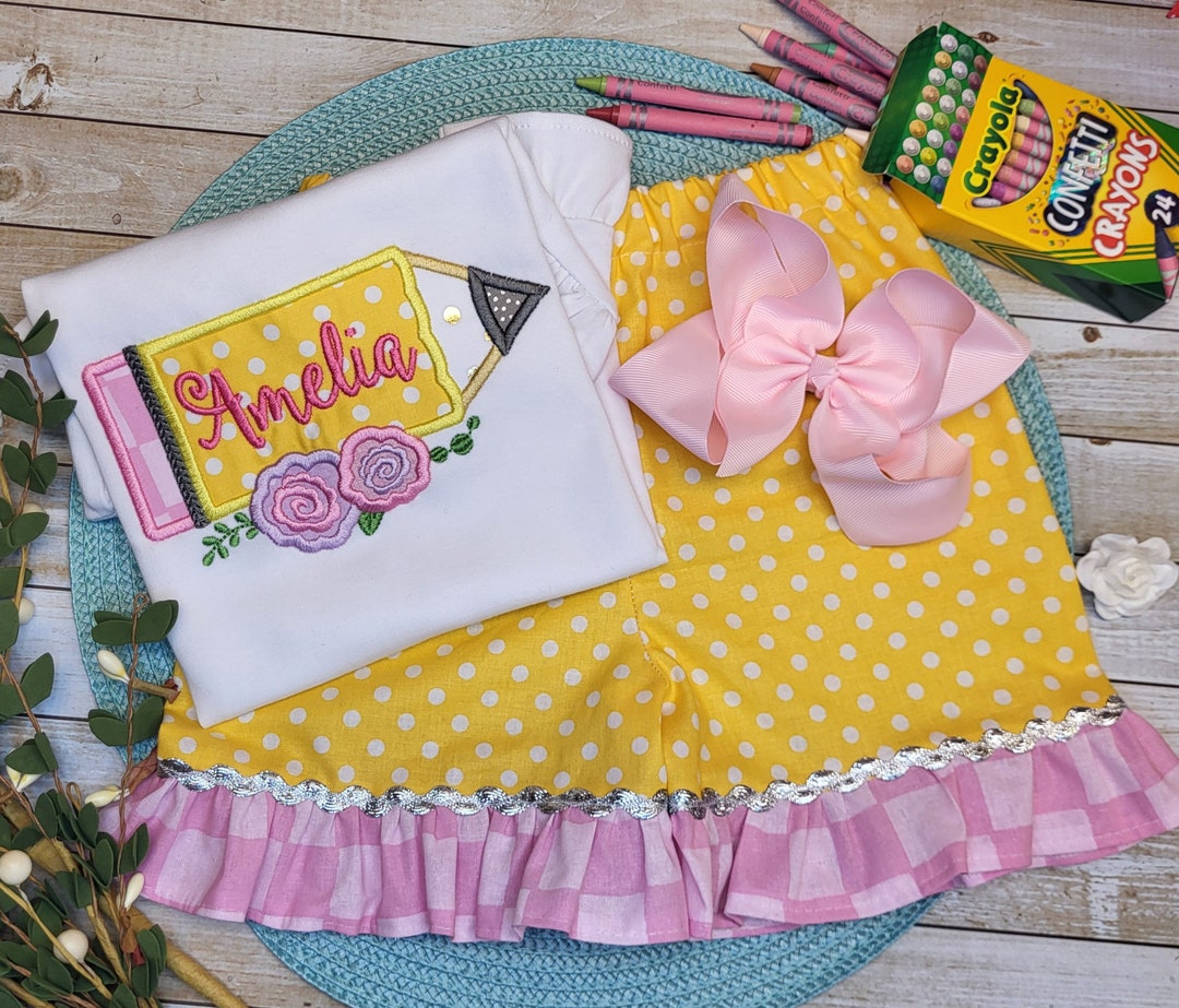 Girls School Outfit, First Day of School Outfit, Kindergarten Shirt ...