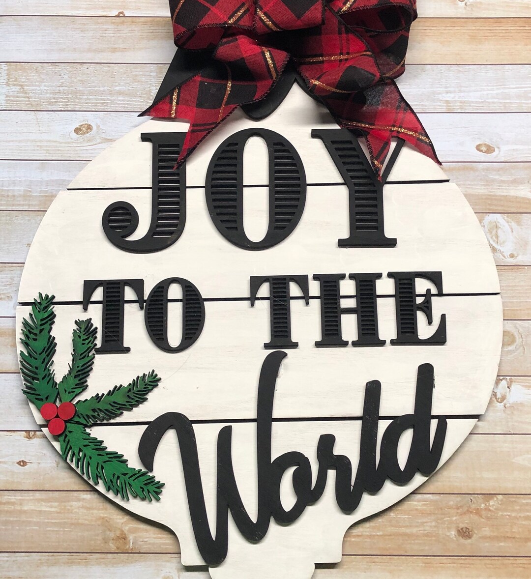 Christmas Door Hanger, Joy to the World Door Sign, Christmas Wreath ...