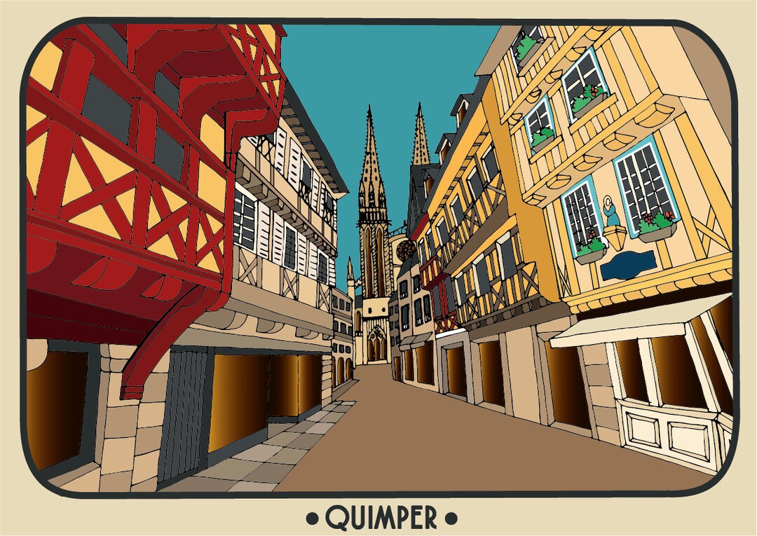 Map A5, QUIMPER, City of Character, Series quimper - Etsy