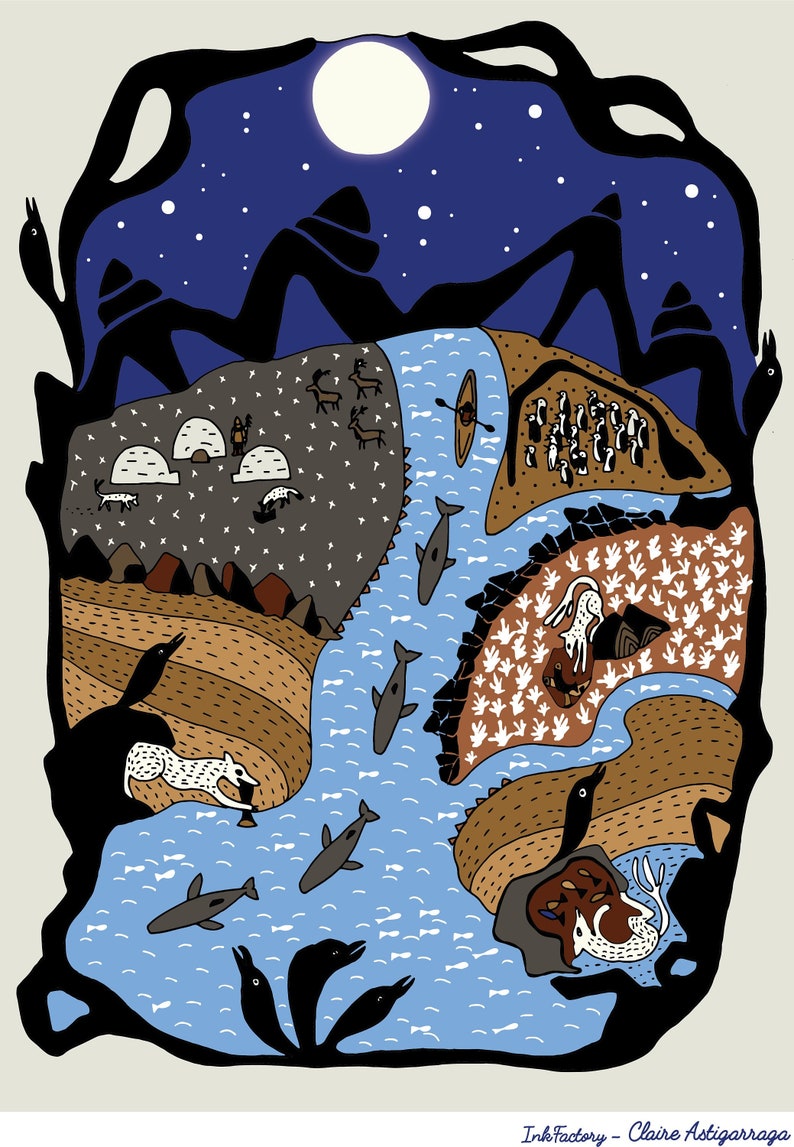 Ink factory Poster A3, ART INUIT NUIT, Série "conte inuit" - Etsy France