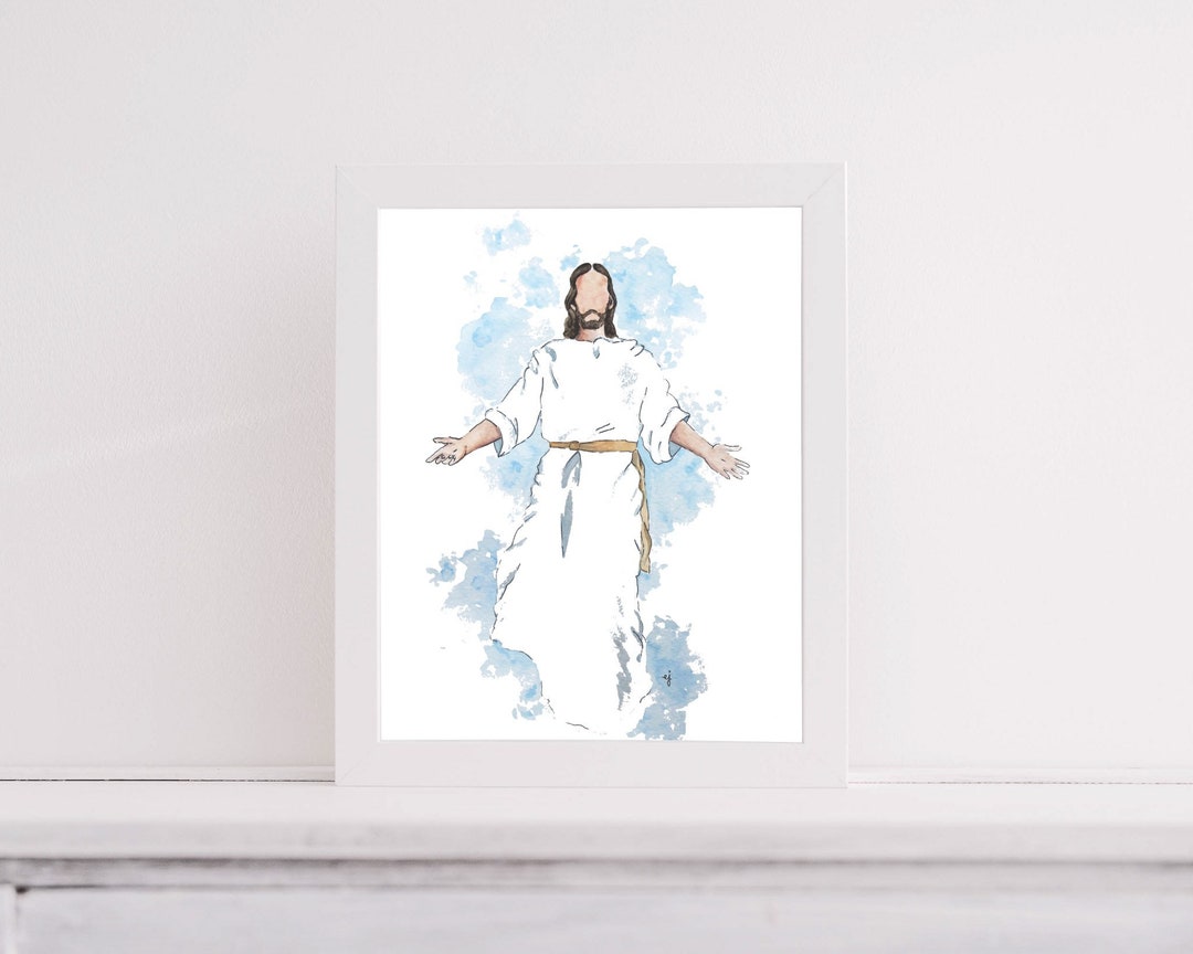 Faceless Jesus Christ Watercolor PRINT - Etsy