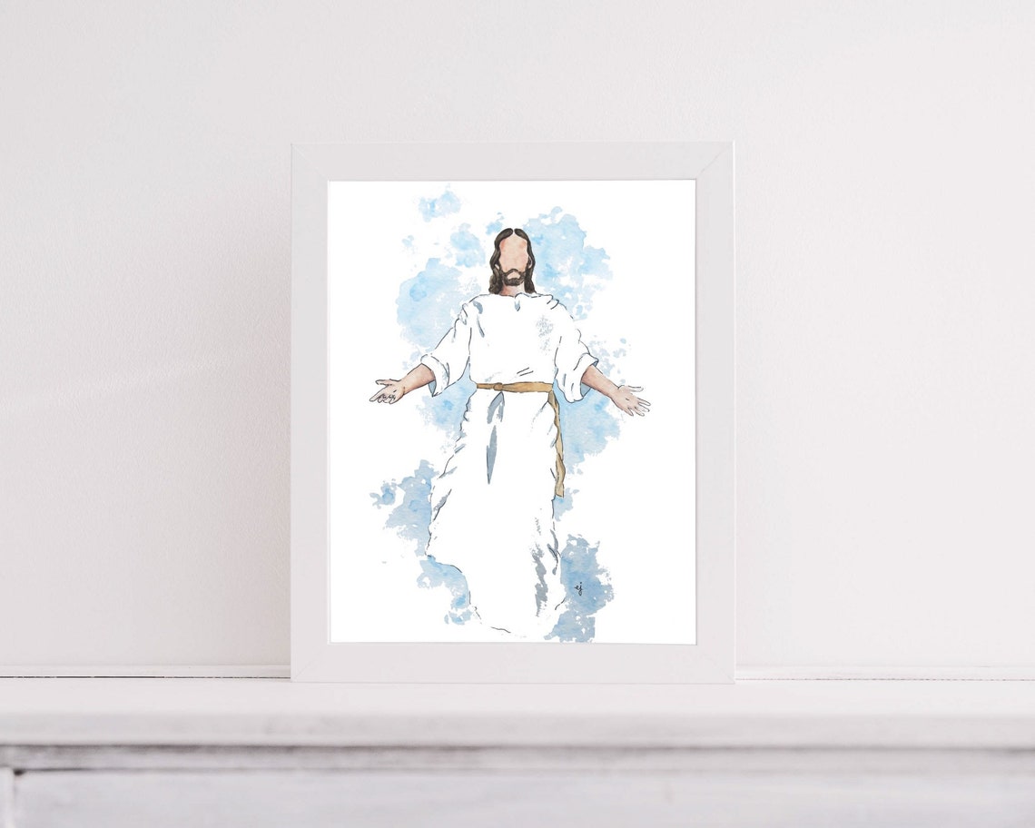 Faceless Jesus Christ Watercolor PRINT - Etsy