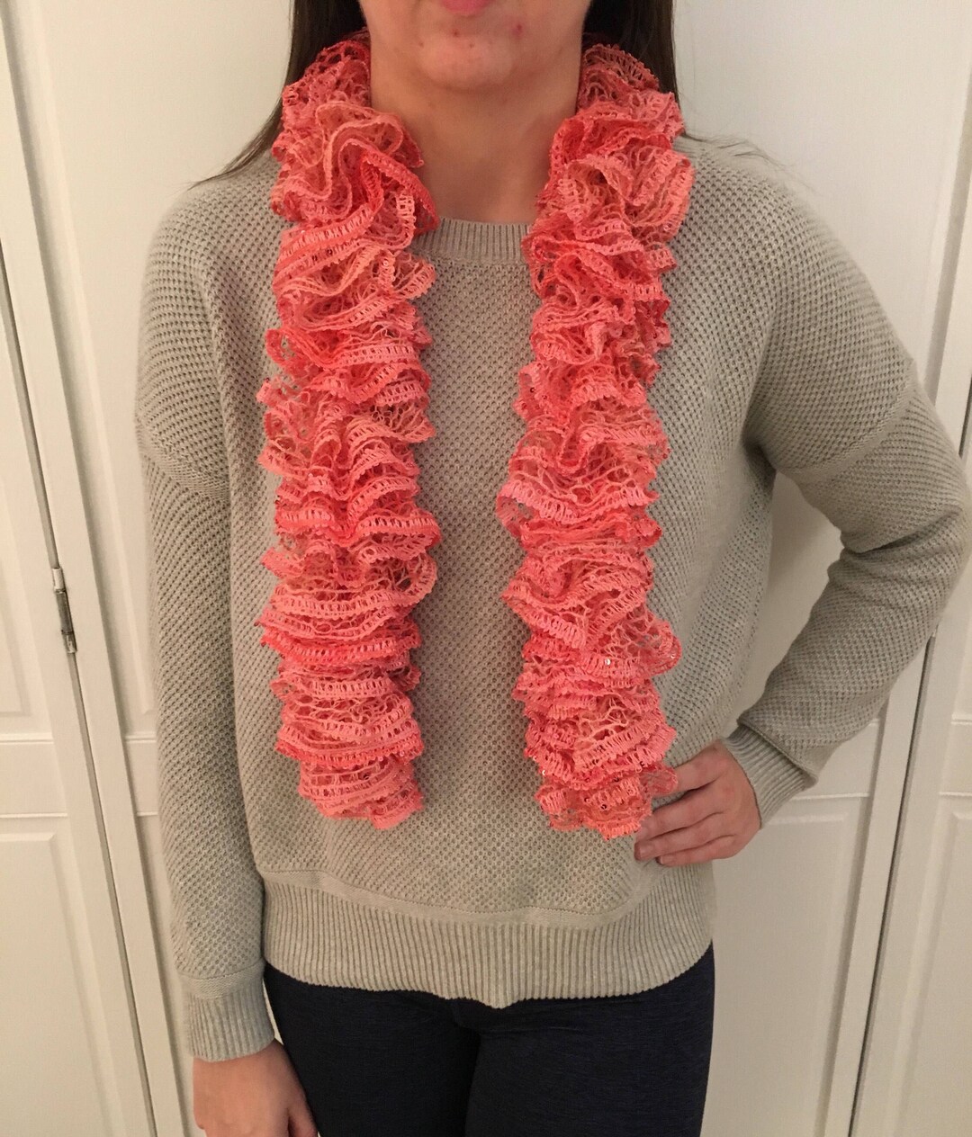 Light Coral Pink Ruffle Scarf Perfect for Bridesmaid Gift Set - Etsy UK