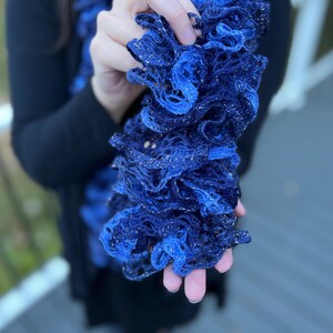 Shades of Dark Blue Ruffle Scarf - Etsy
